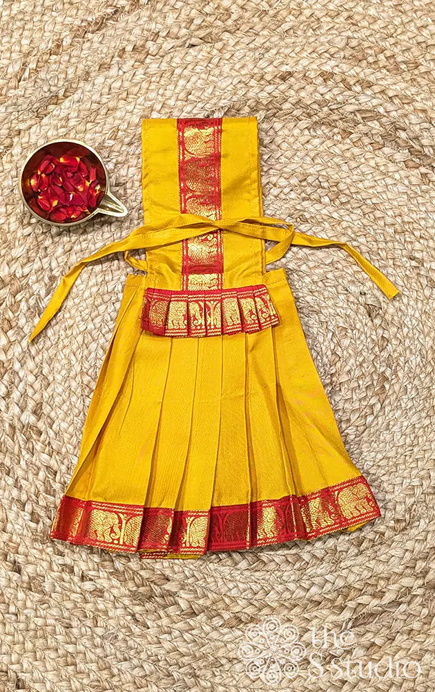Mango Yellow Vasthram with Red Border | Goddess Vastram